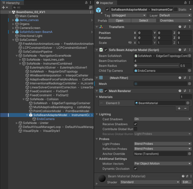 SofaUnity - Feature - Endoscopy: Beam Adapter - InfinyTech3D