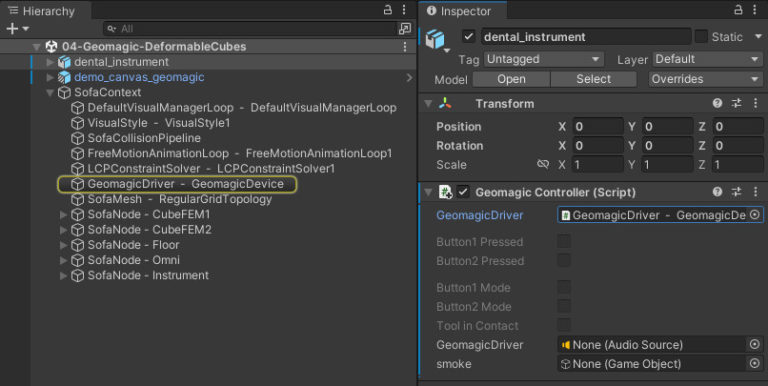 SofaUnity - Asset - Haptic Geomagic Touch - InfinyTech3D