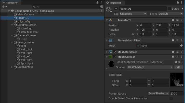 SofaUnity - Asset - Imaging Ultrasound - InfinyTech3D